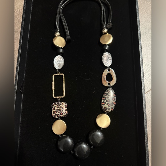 ShopEvelynne | Jewelry | Leopard Print And Black Beaded Necklace | Poshmark